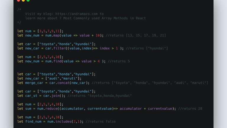 7 Most Commonly Used Array Methods In React Andramazo 2310